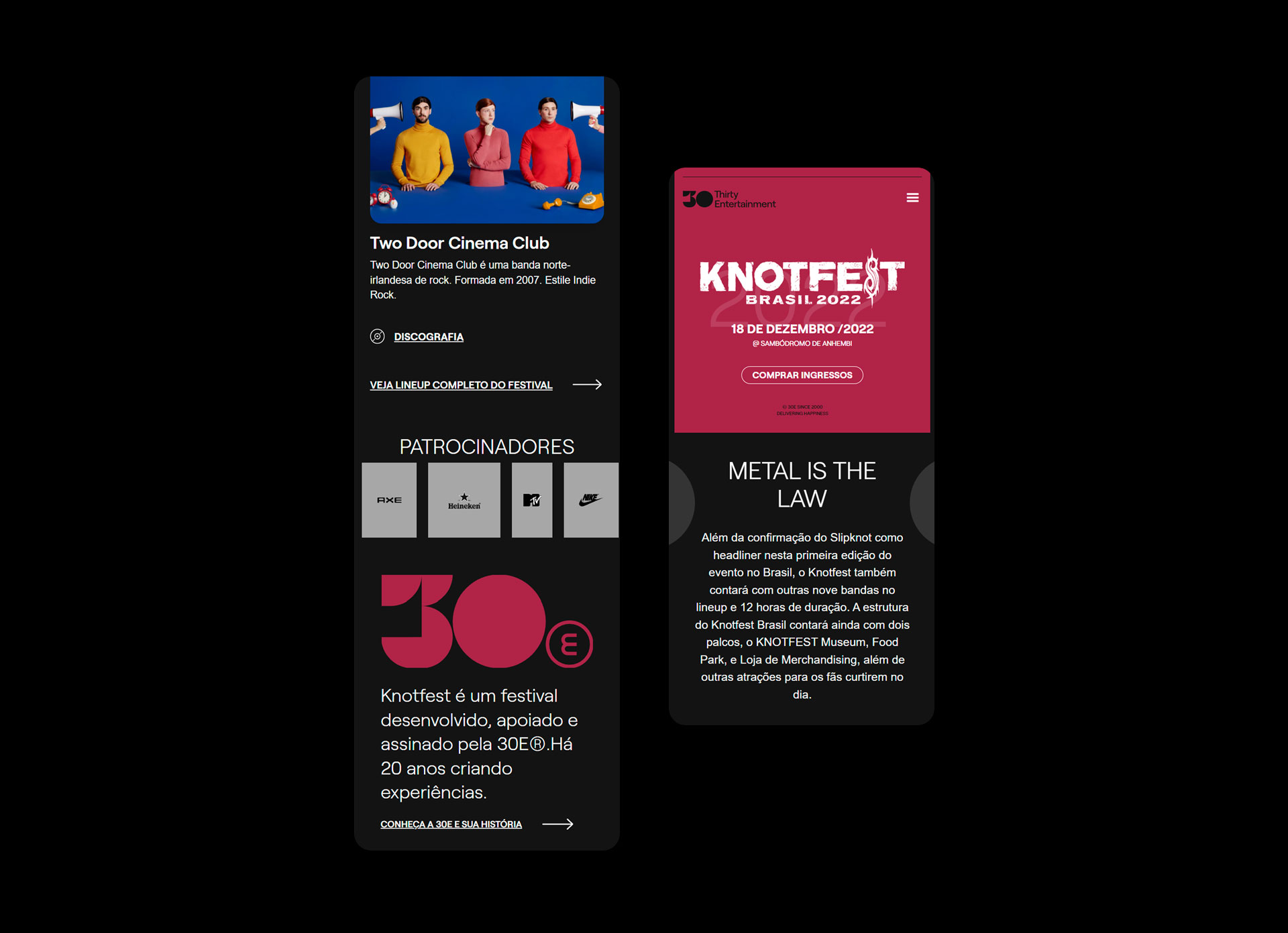 30E - Website → Desenvolvido pela Duck Design Studio